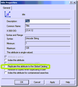 How to change what is stored in the Global Catalog